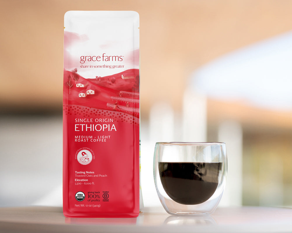 Single Origin Ethiopia | Organic Medium Roast Coffee | Grace Farms Giving Back 100%